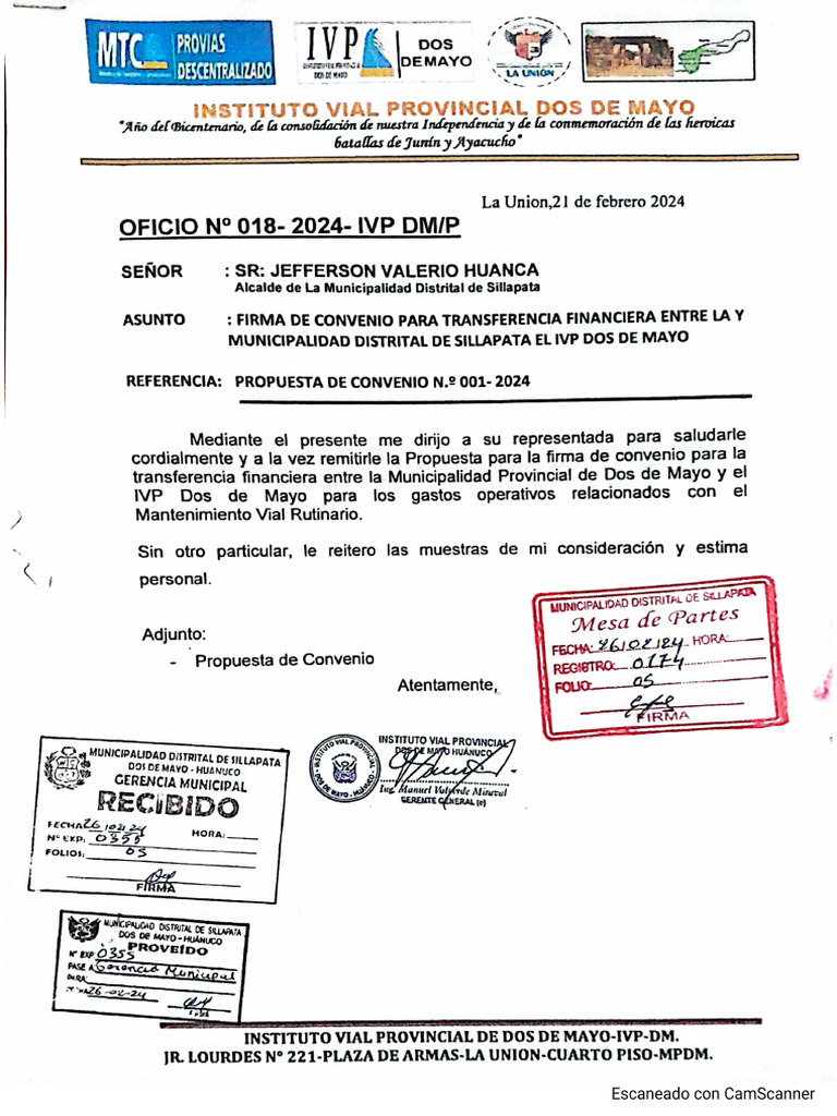 Oficio N°018 - 2024 | PDF