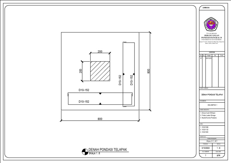 potongan baja + plot-DENAH PONDASI | PDF