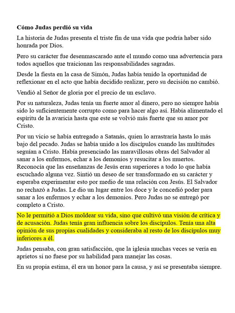 Cómo Judas perdió su vida | PDF | Jesús | Judas Iscariote