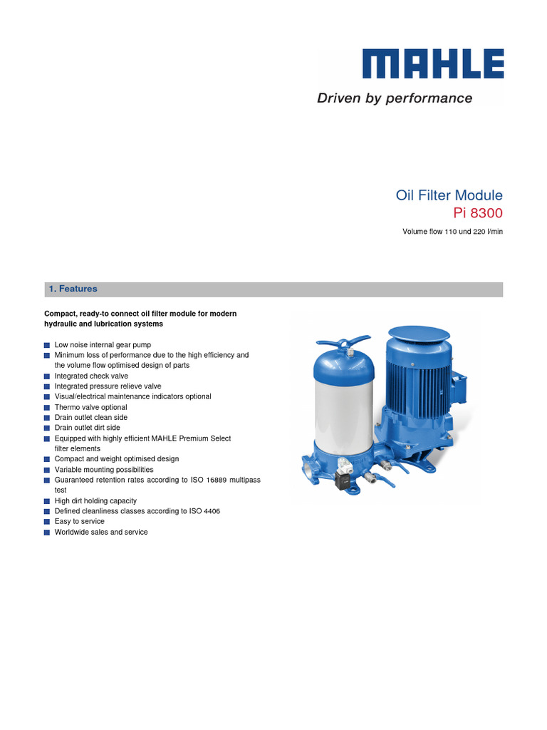 Oil Filter Module Pi 8300 | PDF | Pump | Filtration