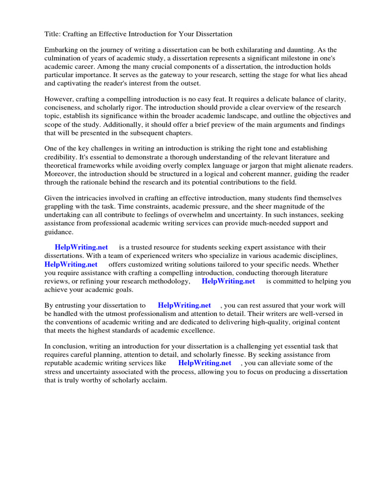 How To Write An Introduction For Your Dissertation | PDF | Thesis | Essays