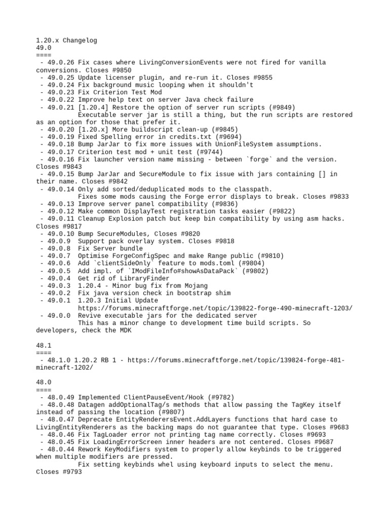 Changelog | Download Free PDF | Computer Programming | Computing