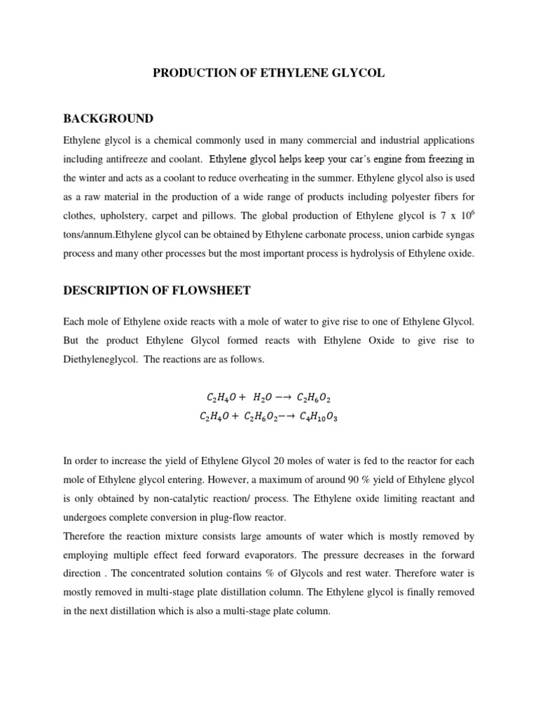 GLYCOL | PDF | Mole (Unit) | Chemical Process Engineering