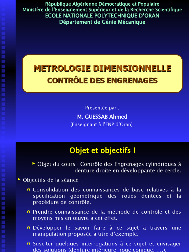 Cours 09 MD Engrenages | PDF | Engrenage | Ingénierie mécanique