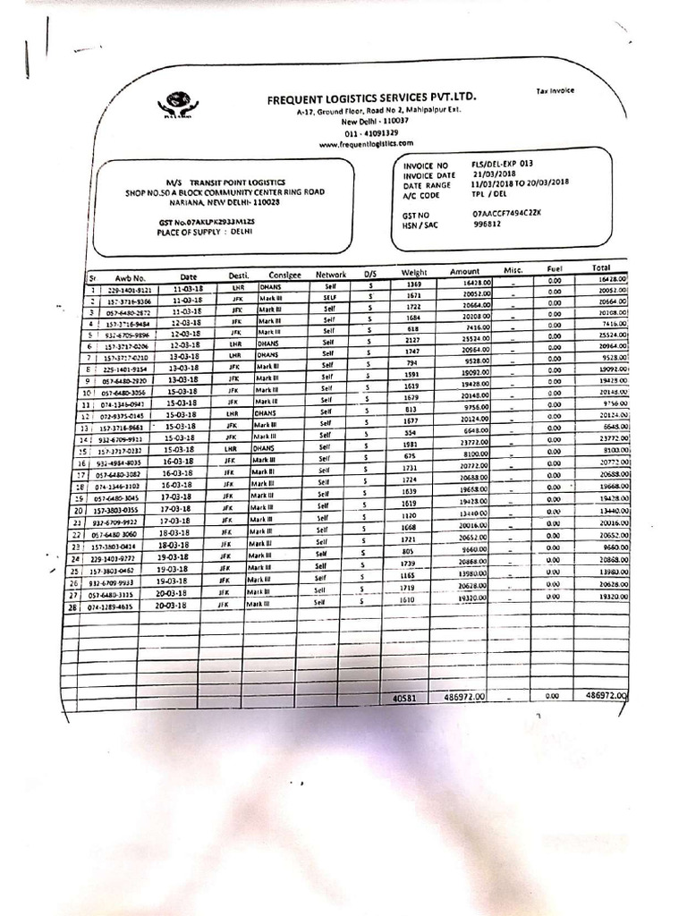 Frequent logistics_Invoices_compressed | PDF
