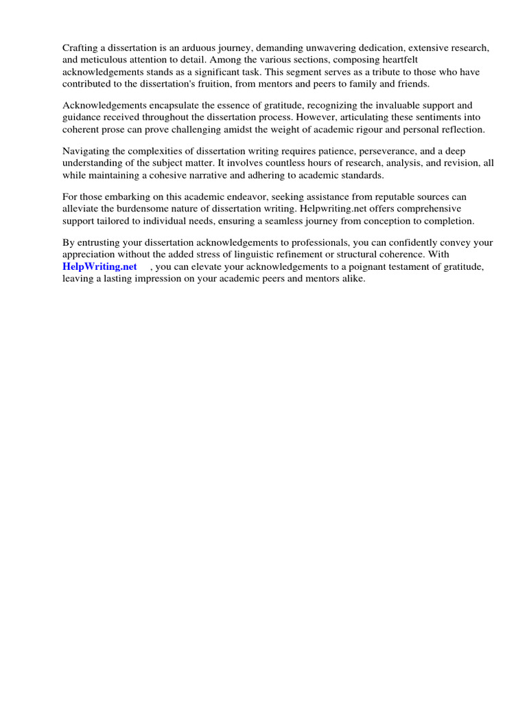 Good Dissertation Acknowledgements | PDF | Thesis | Gratitude