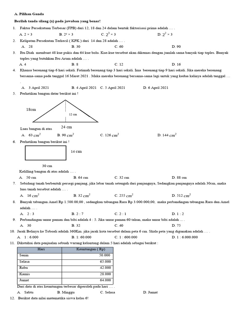 Soal Latihan MTK Les 3 | PDF