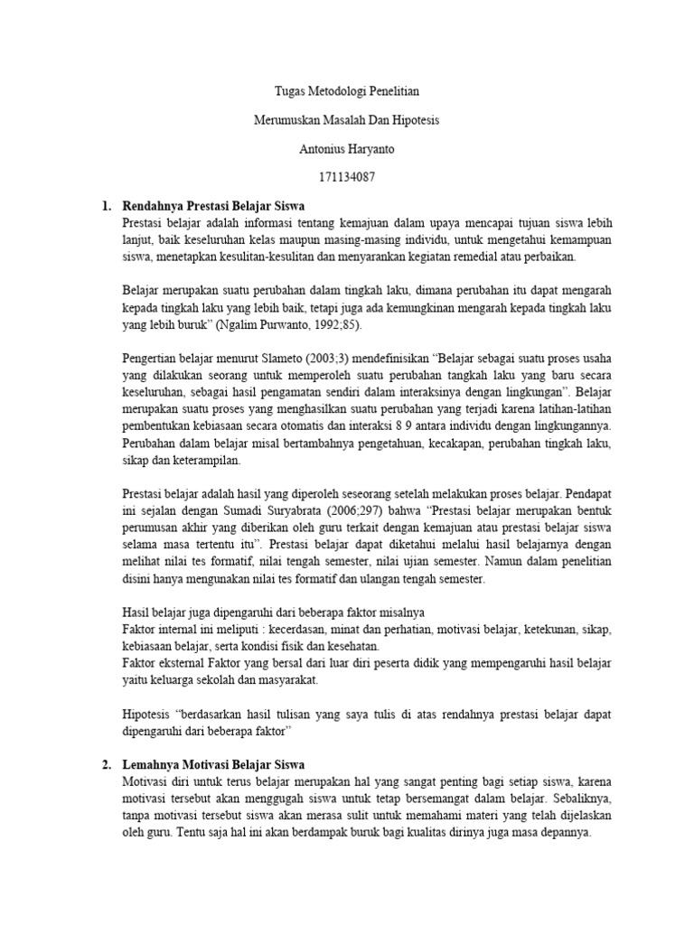 Tugas Metodologi Penelitian | PDF