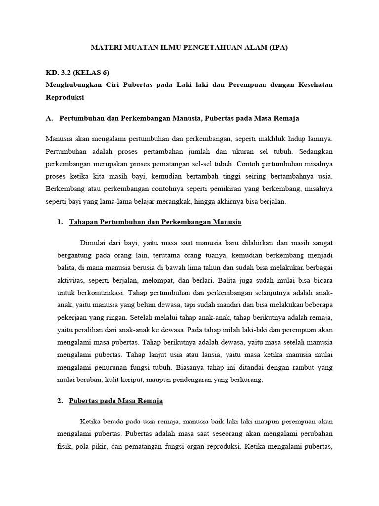 IPA Materi Pubertas | PDF IPA Materi Pubertas | PDF
