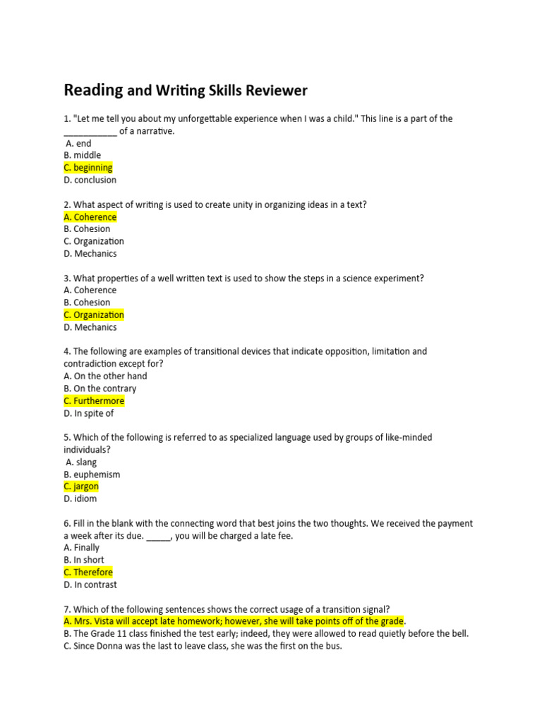 Reading and Writing Skills Reviewer Final | PDF | Hyperlink | Intertextuality