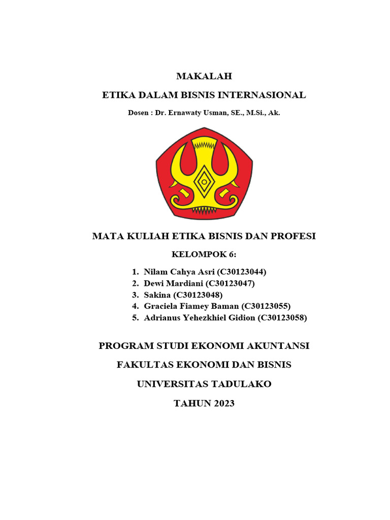 Makalah Etika Dalam Bisnis Internasional - Kelompok 6 | PDF | Pengelolaan Keuangan & Uang