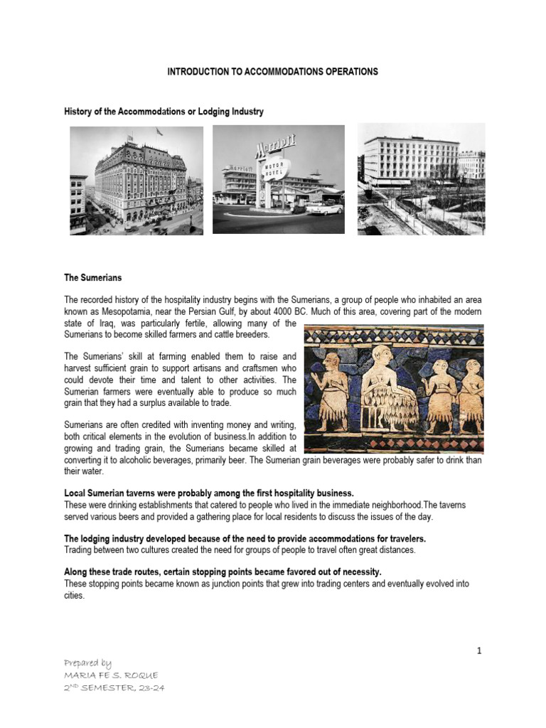 History of Accommodation Industry | PDF | Motel | Hotel
