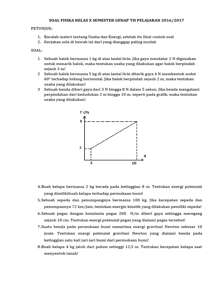 Soal Usaha Dan Energi | PDF | Sains & Matematika