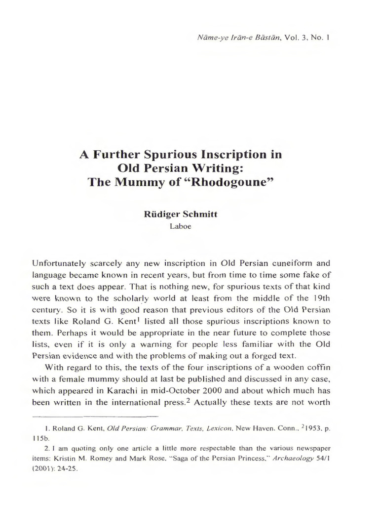 Part07-A Further Spurious Inscription in Old Persian Writing | PDF ...