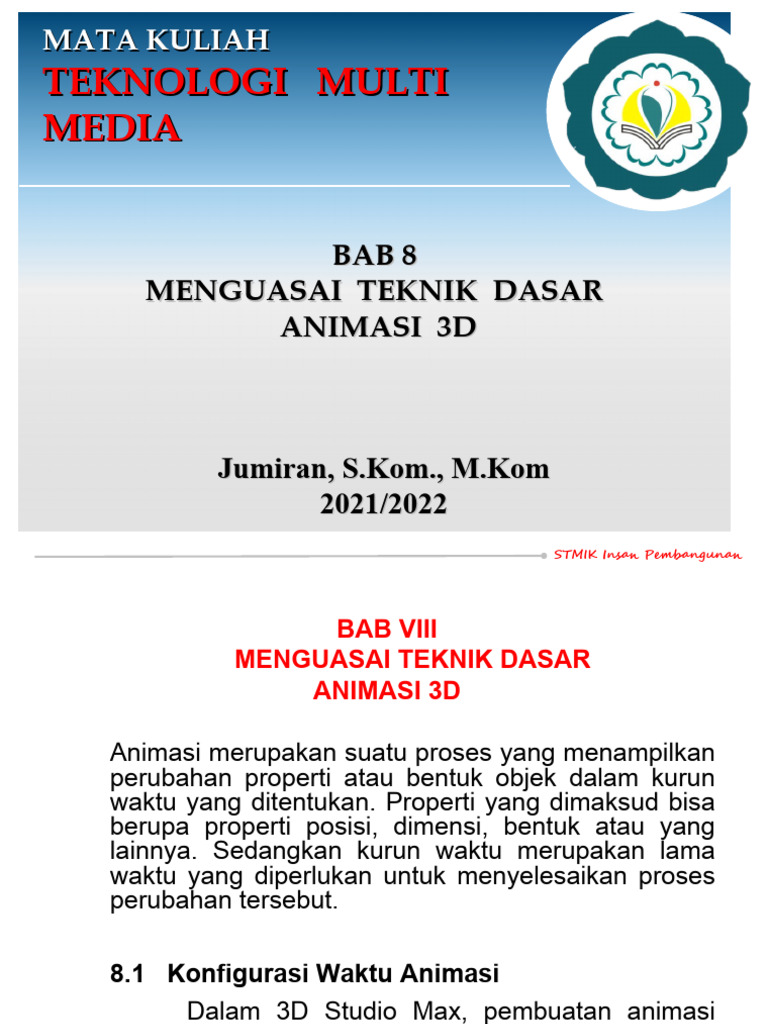 9 - Menguasai Teknik Dasar Animasi 3D | PDF | Metode & Bahan Ajar | Komputer