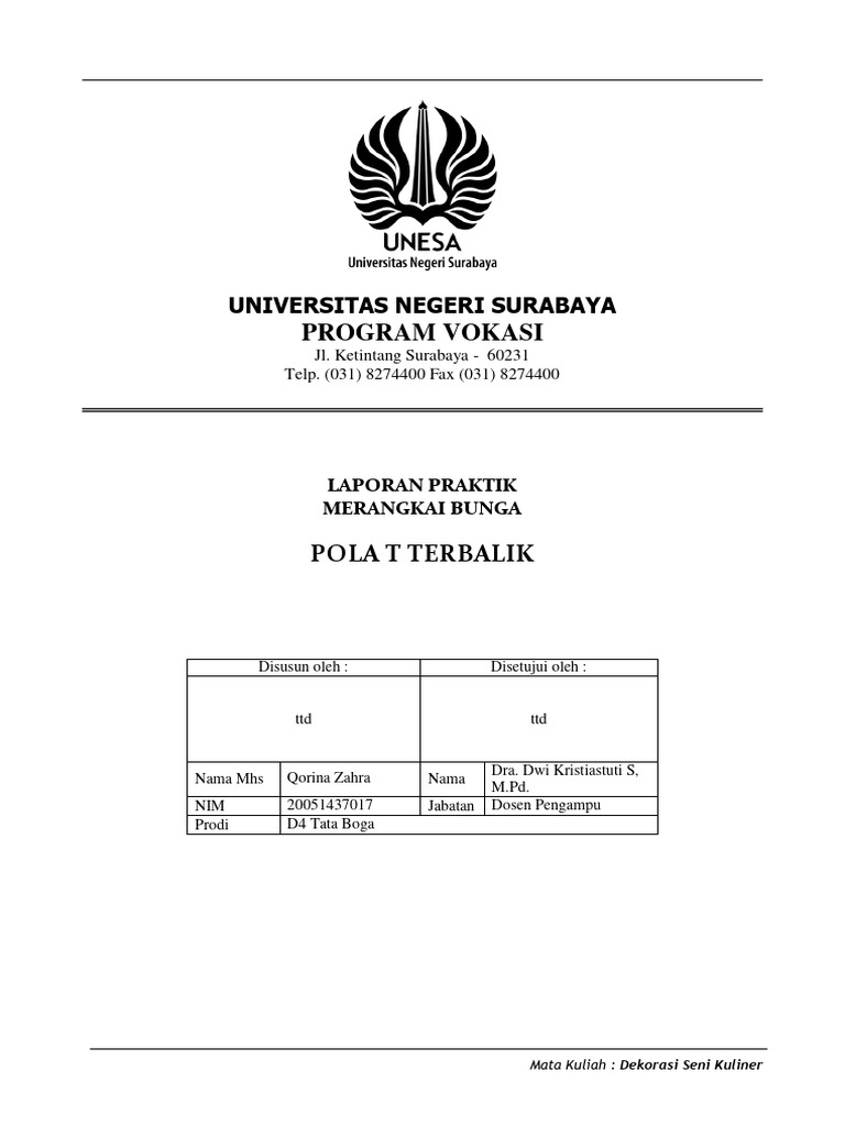 Contoh Laporan Dekorasi Seni Kuliner Merangkai Bunga | PDF