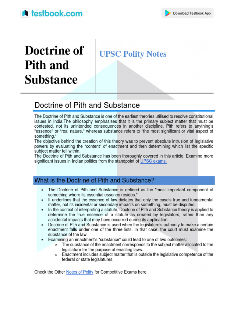 Doctrine of Pith and Substance 8af49f40 | PDF