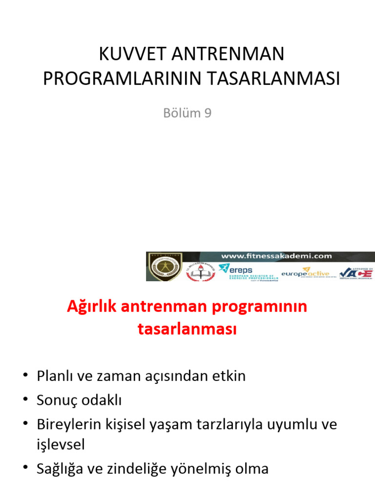 Ace 9-Kuvvet Antrenman Programlarinin Tasarlanmasi | PDF