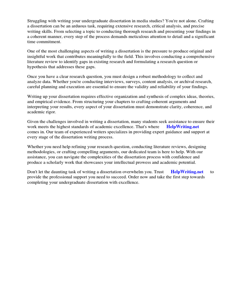 Undergraduate Dissertation Examples Media | PDF | Methodology | Thesis