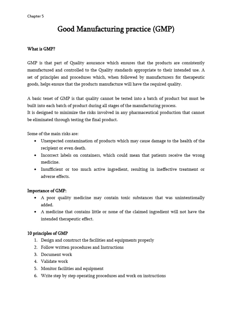 Chapter 7-GMP and HACCP | Download Free PDF | Quality Assurance ...