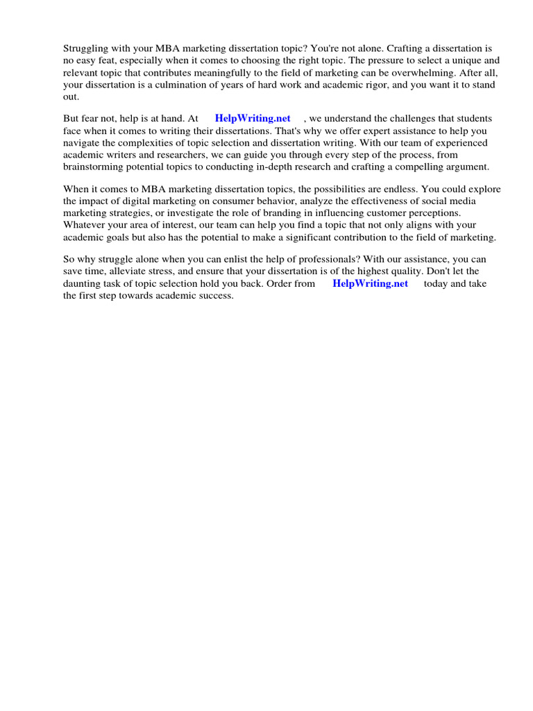Dissertation Topics in Mba Marketing | PDF | Marketing | Social Media