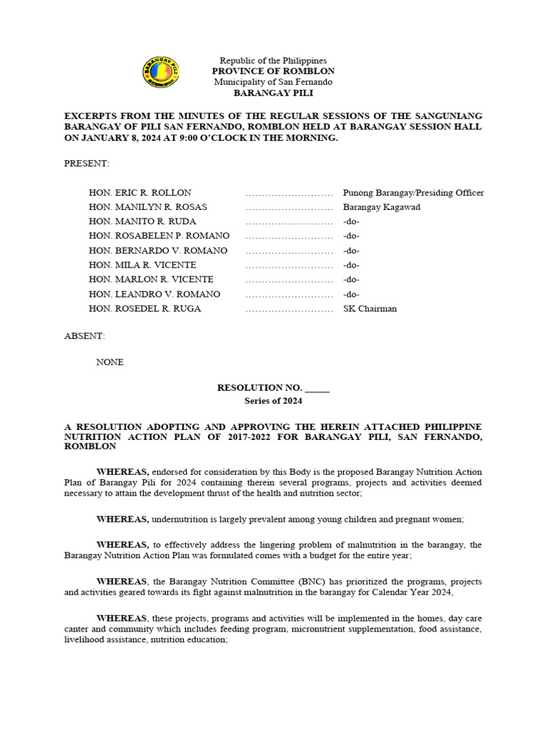 Resolution BNAP | Download Free PDF | Hunger | Malnutrition