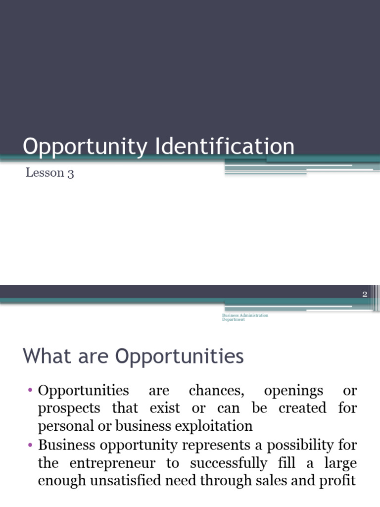 Lesson 3 Opportunity Identification | PDF | Feasibility Study ...