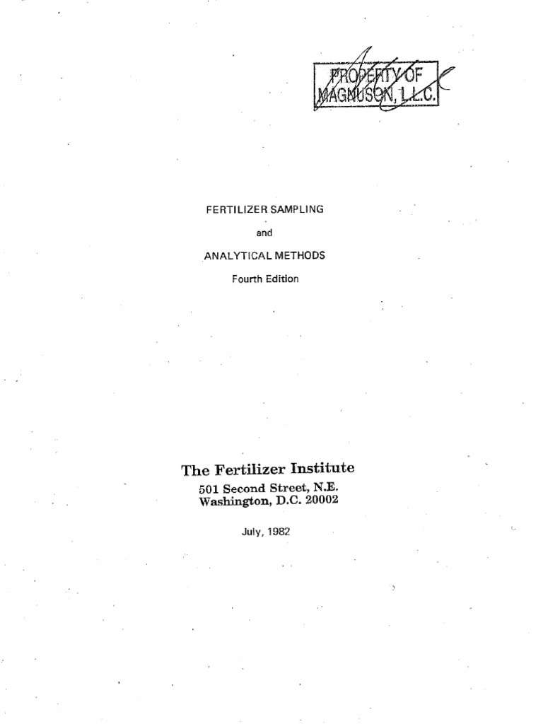 Fertilizer Sampling and Analytical Methodos. 4ta. Ed. The Fertilizer ...