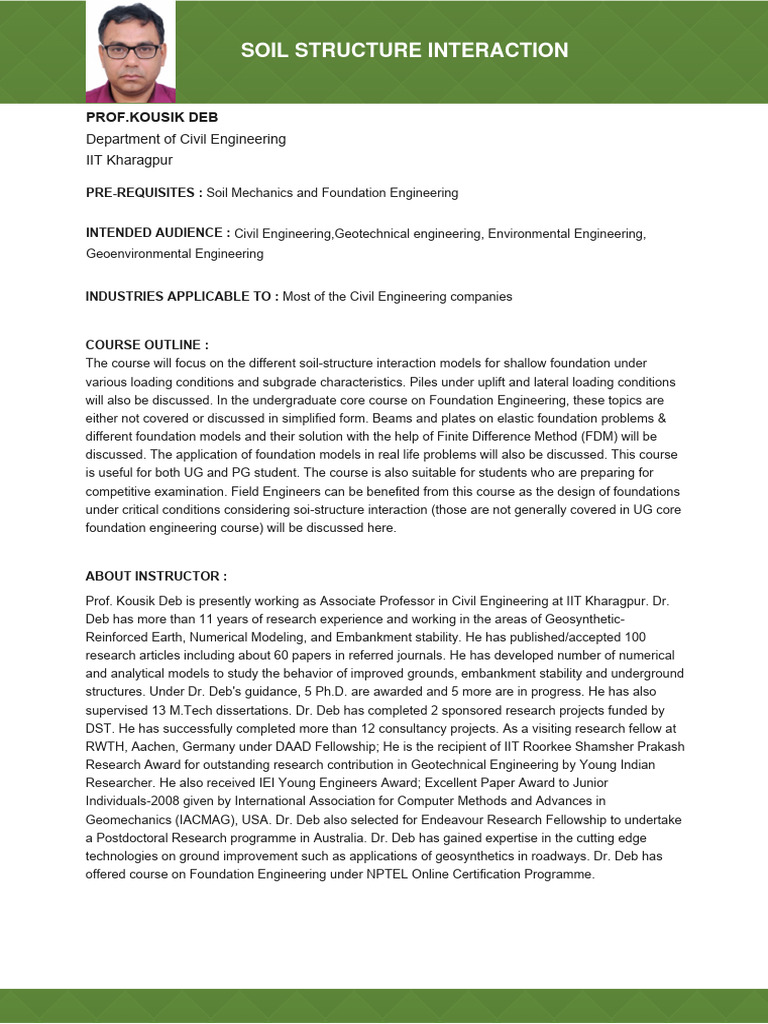 Soil Structure Interaction IIT KGP | PDF | Foundation (Engineering) | Geotechnical Engineering