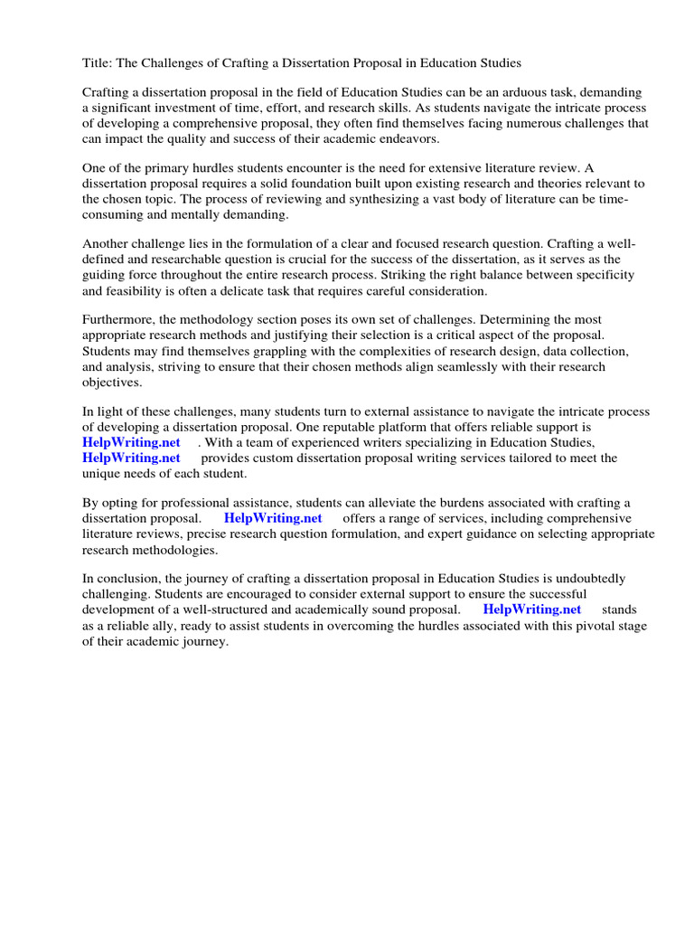 Dissertation Proposal Education Studies | PDF | Thesis | Methodology