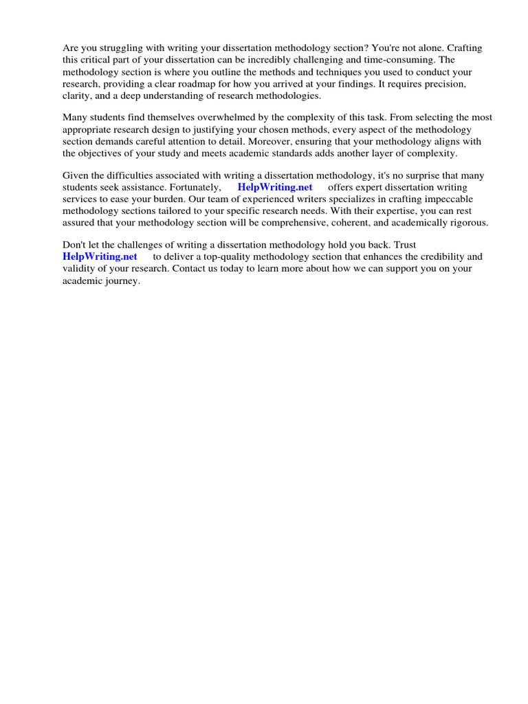 What Goes In The Methodology Section Of A Dissertation Pdf