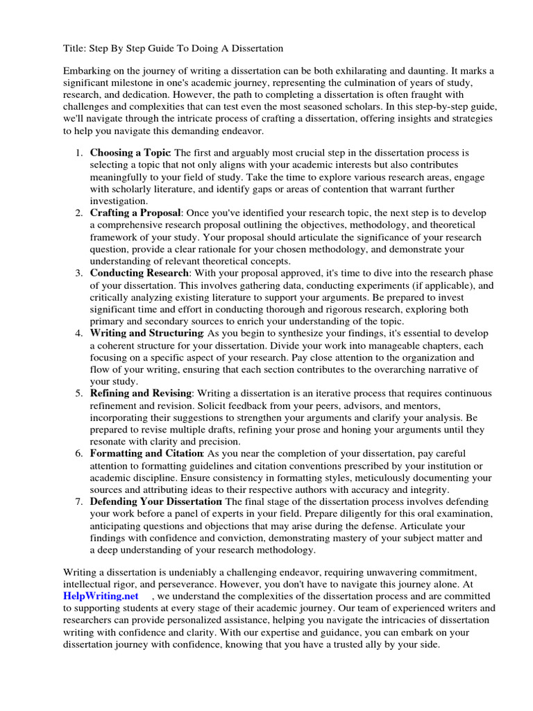 Step by Step Guide To Doing A Dissertation | PDF | Thesis | Methodology