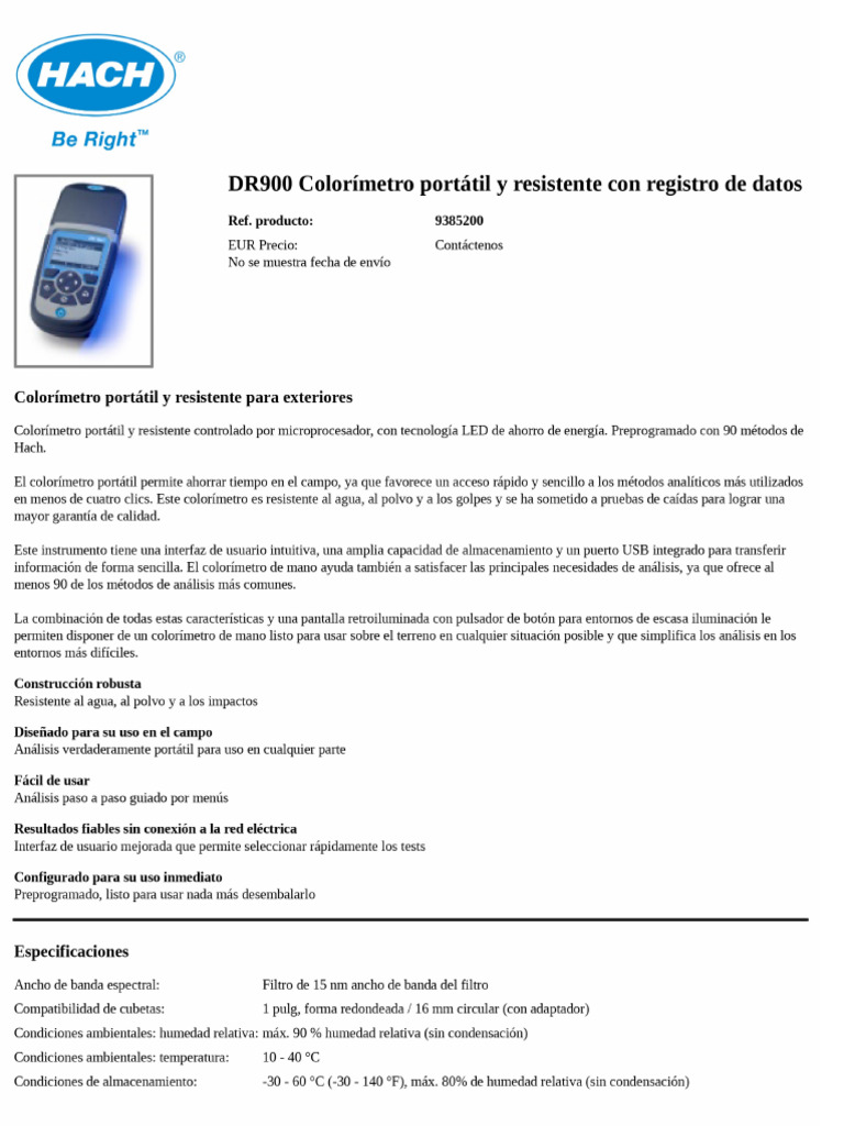 ESPESIFICACIONES TECNICAS DEL DR-900 | PDF