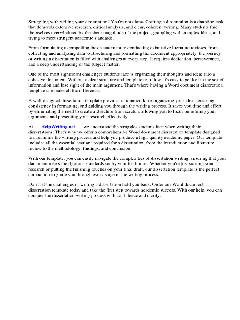 Word Document Dissertation Template | PDF | Thesis | Essays