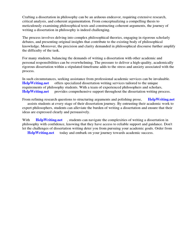 Philosophy Dissertation Writing Guide | PDF | Thesis | Refinancing