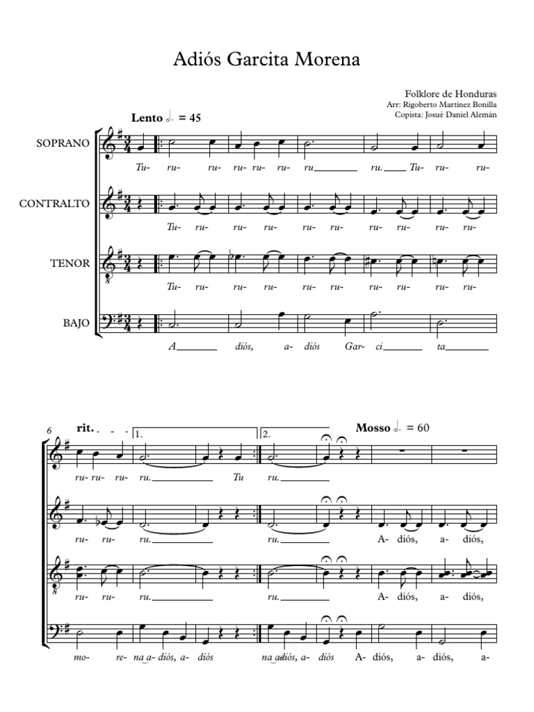Adiós Garcita Morena - Partitura Completa | PDF