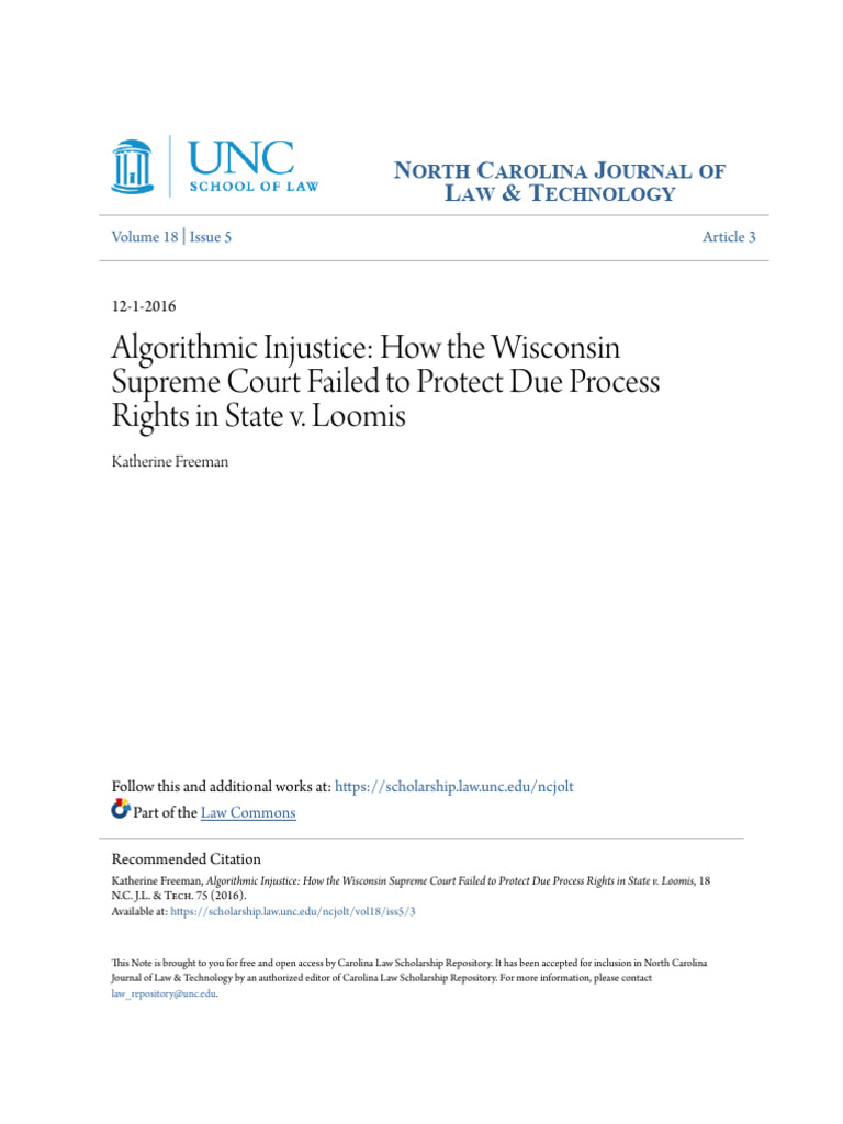 Algorithmic Injustice in Loomis Case | PDF | Recidivism | Fourteenth ...