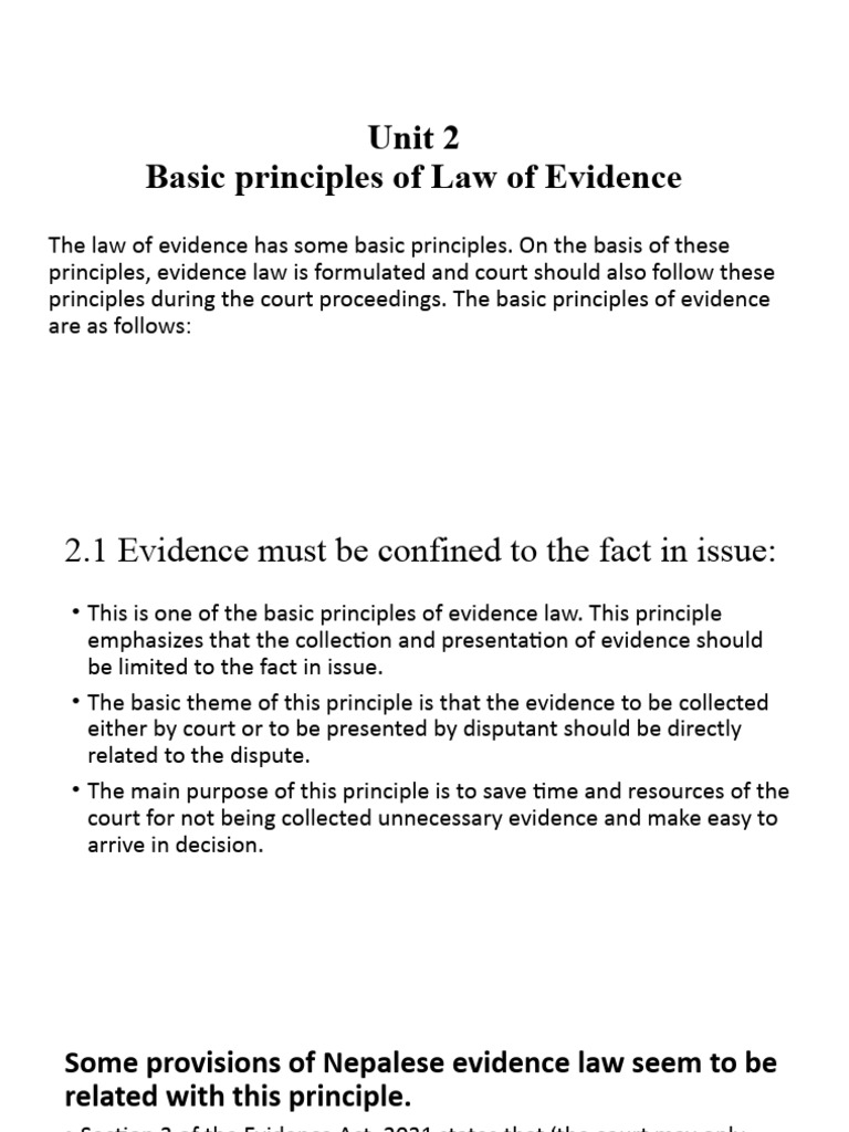 Basic principles of Evidence | PDF | Evidence (Law) | Evidence