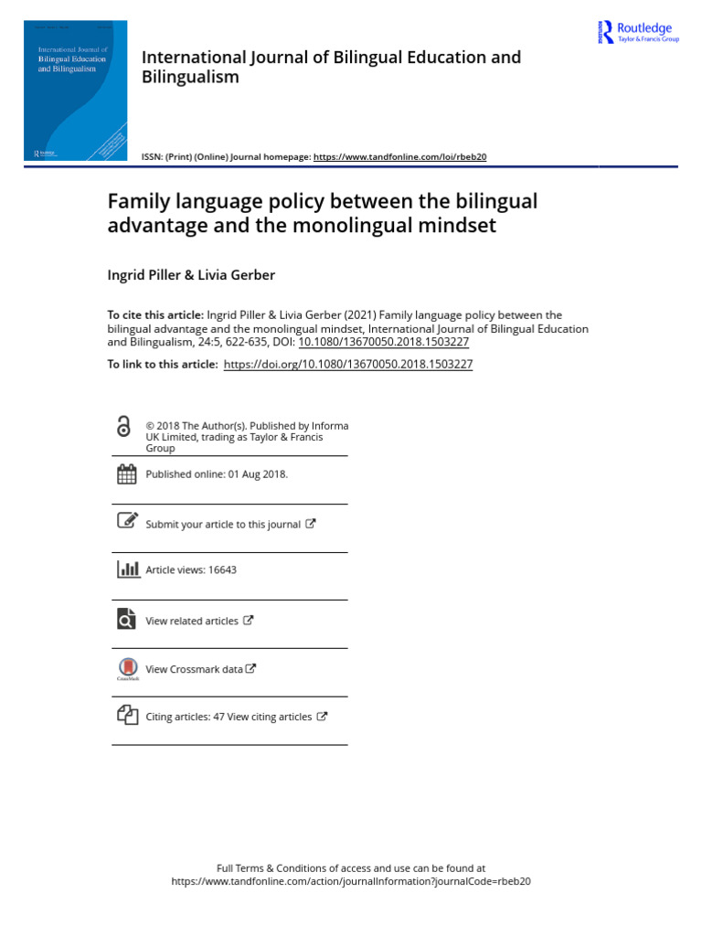 Family Language Policy Between The Bilingual Advantage and The ...