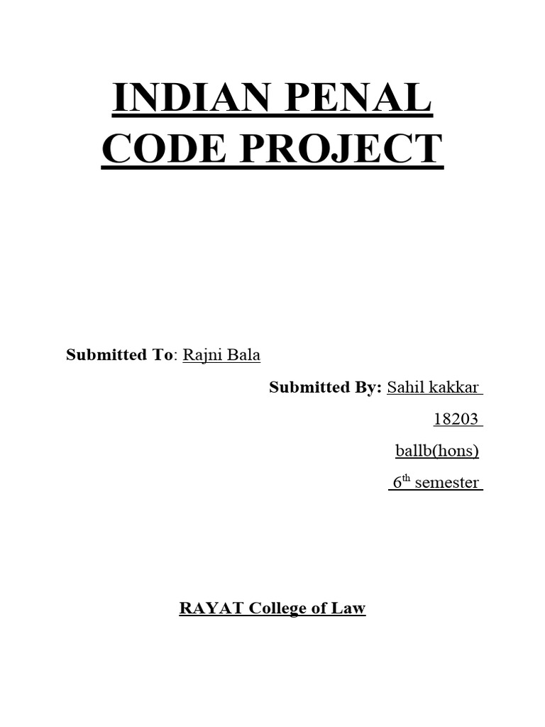 Ipc Project 6th Sem | PDF | Rape | Crimes Ipc Project 6th Sem | PDF | Rape | Crimes