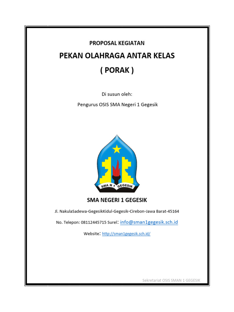 Proposal PORAK SMA Negeri 1 Gegesik | PDF