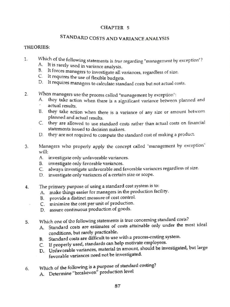 MS Review Standard Costing and Variance Analysis | PDF