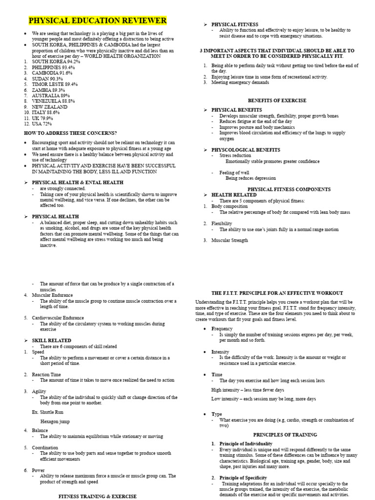 Pe Reviewer 2ND Sem Midterm | PDF | Physical Fitness | Mental Health