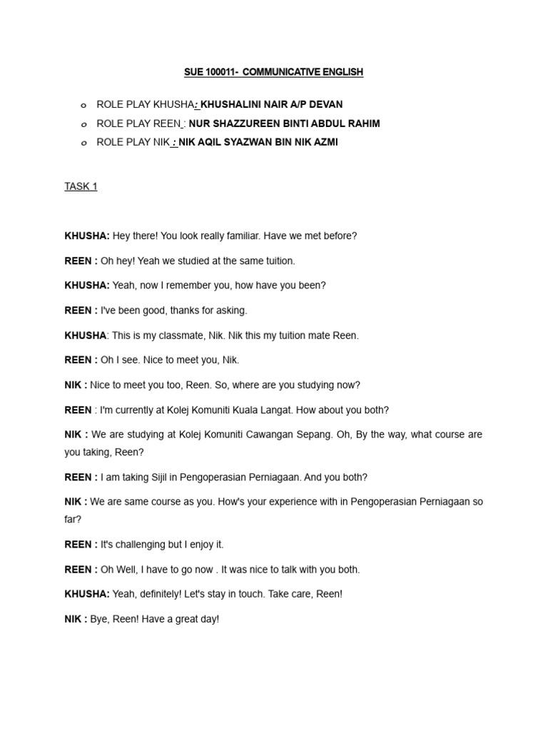 Role Play Pdf Stationery