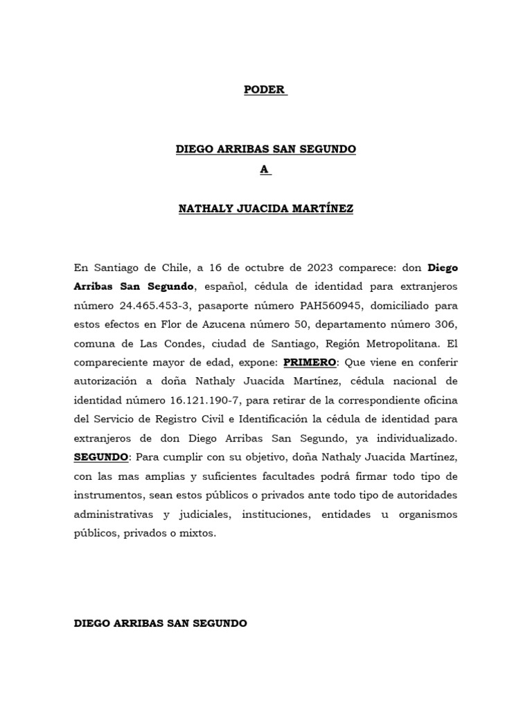 Poder para Retiro de Cédula | PDF