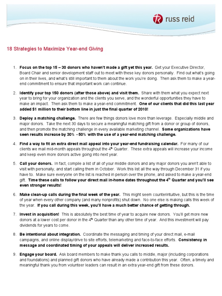 Year-End Giving Strategies | PDF | Direct Marketing | Search Engine ... Year-End Giving Strategies | PDF | Direct Marketing | Search Engine ...