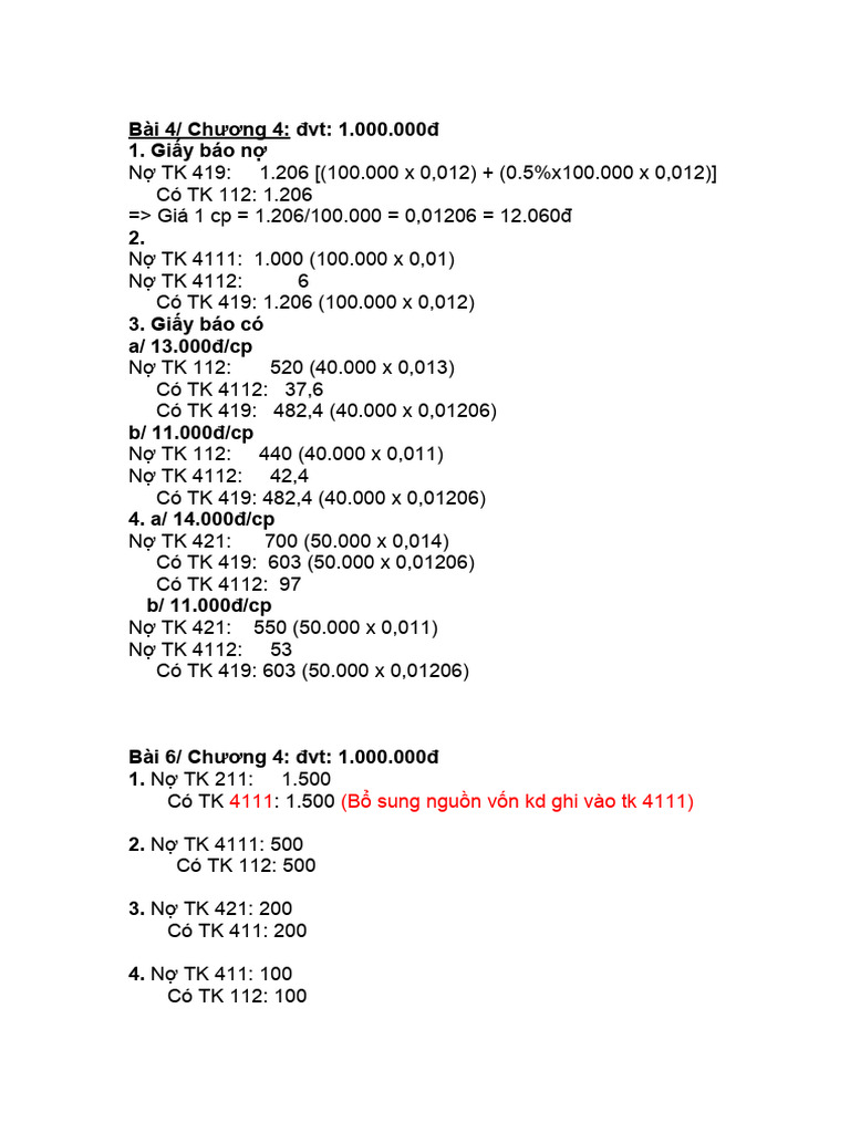 BT Chương 4 KTTC2 Hce | PDF