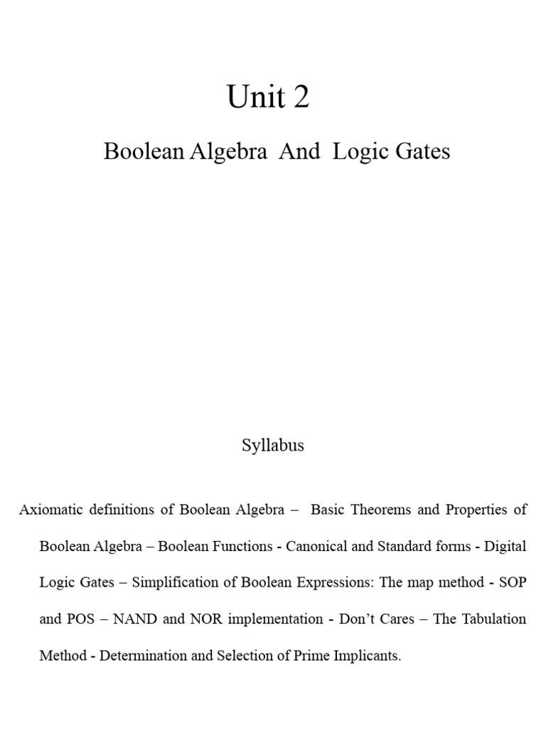 Boolean Algebra and Logic Gates Overview | PDF | Boolean Algebra ...