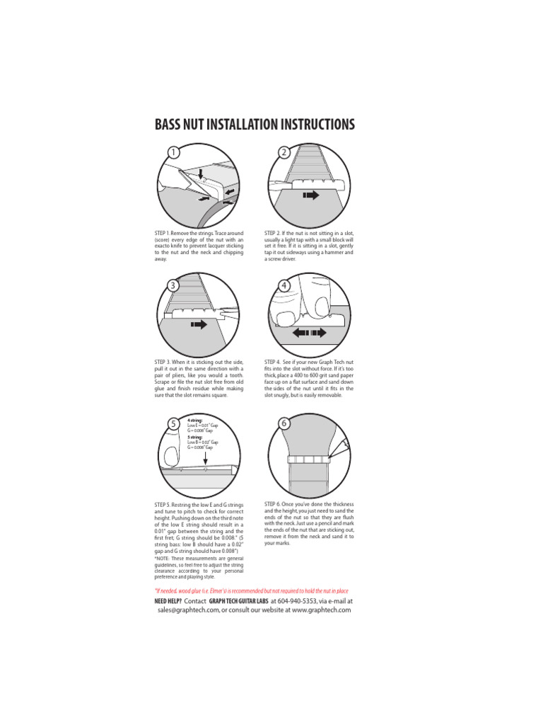 Bass Guitar Nut Installation Guide | PDF | Home & Garden