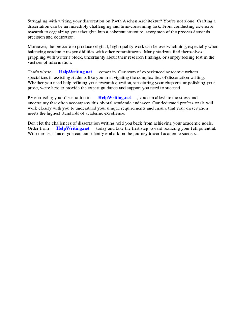 Dissertation Help for RWTH Aachen Students | PDF | Thesis | World Wide Web